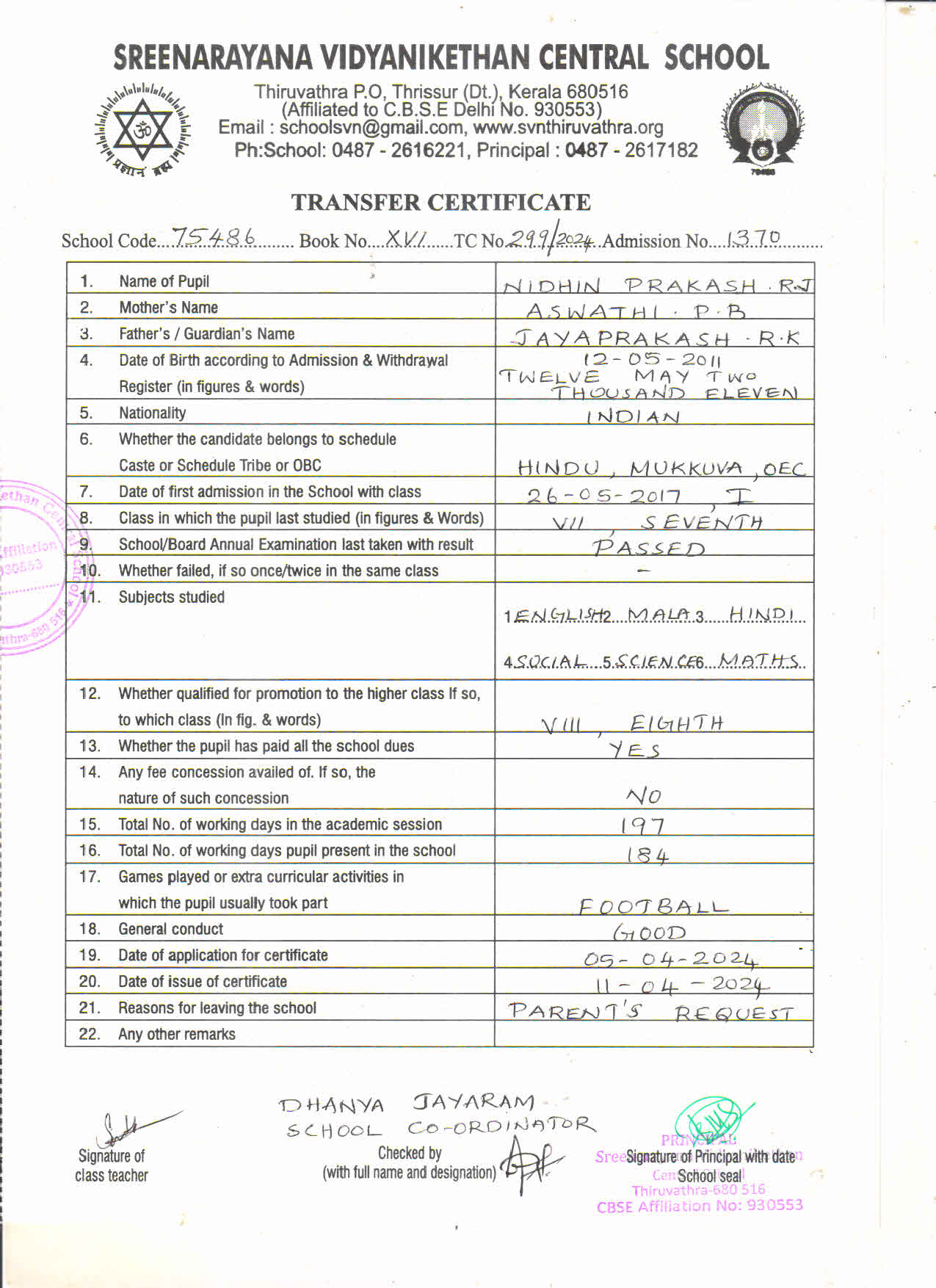 TC 2024 | svnthiruvathra